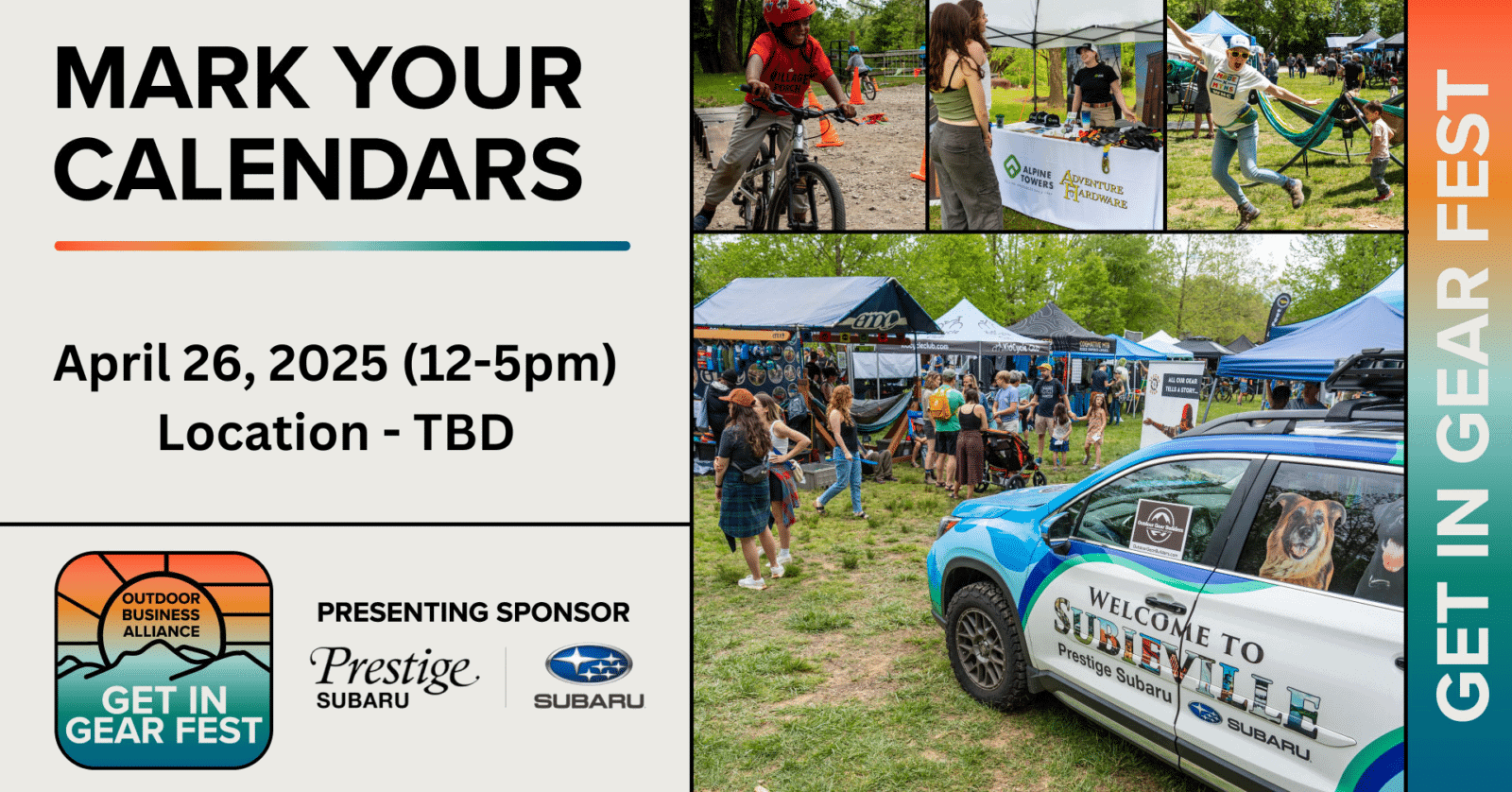 10th Annual Get In Gear Festival April 26, 2025 - Outdoor Business Alliance